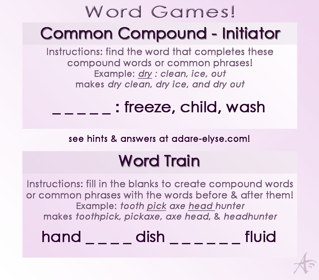 Word Games #8: Common Compound & Word Train – Adare Elyse